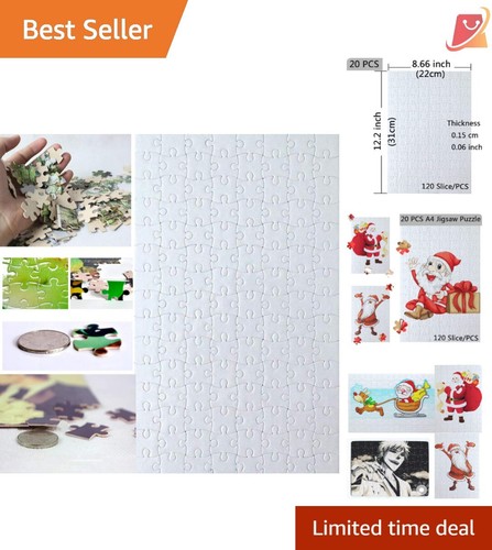 20 Sets Blank A4 Jigsaw Puzzles 120 Pieces DIY Heat Transfer Crafts ...