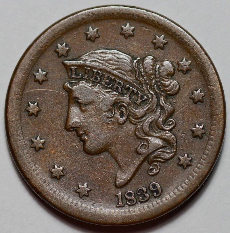 1839 Coronet Head Large Cent - Silly Head - US 1c Copper Coin | eBay