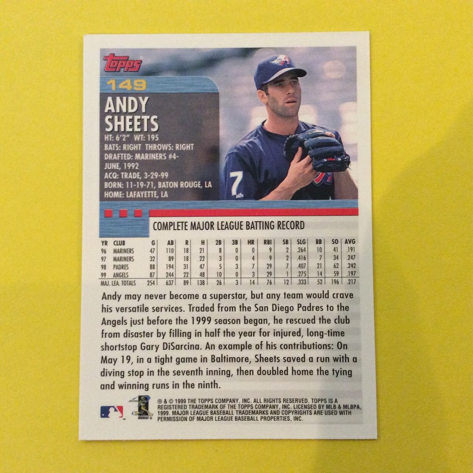 2000 Topps #149 Andy Sheets Angels | eBay