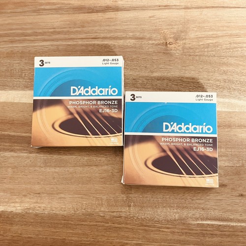 2x D'Addario EJ16-3D Phosphor Bronze Light Acoustic Guitar Strings 3 ...