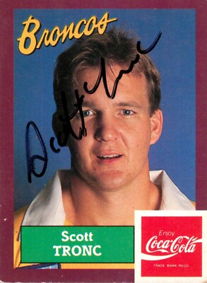 Signed 1989 BRISBANE BRONCOS NRL Card SCOTT TRONC Coca Cola Sunday Mail ...