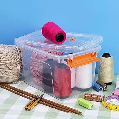 6pack 5 Liter Small Plastic Boxes Clear Storage Bin With Lid | eBay