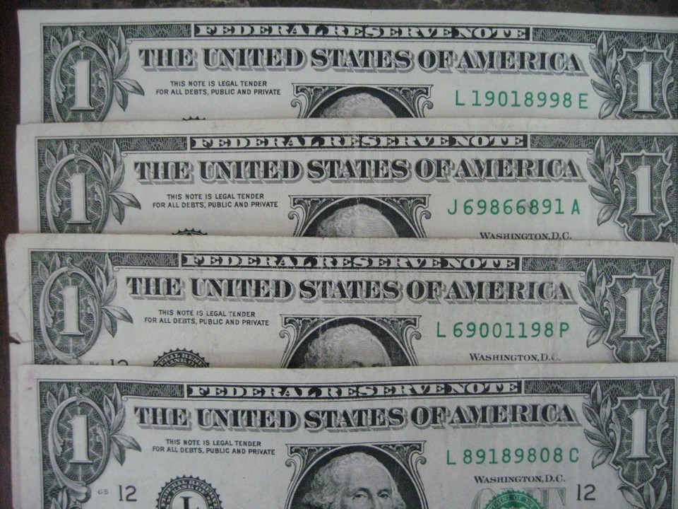 Fancy Serial Number Flippers - lot of (7) Seven One Dollar Bills | eBay