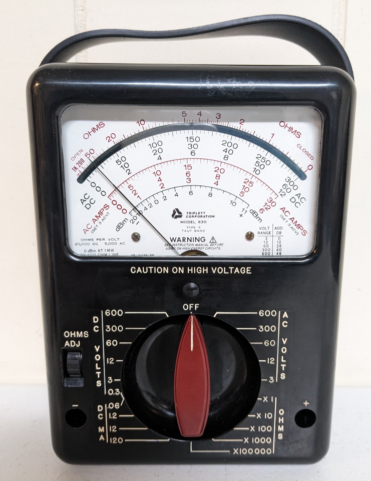 TRIPLETT Model 630 Type 5 Taut Band with Test Leads & Alligator Test ...