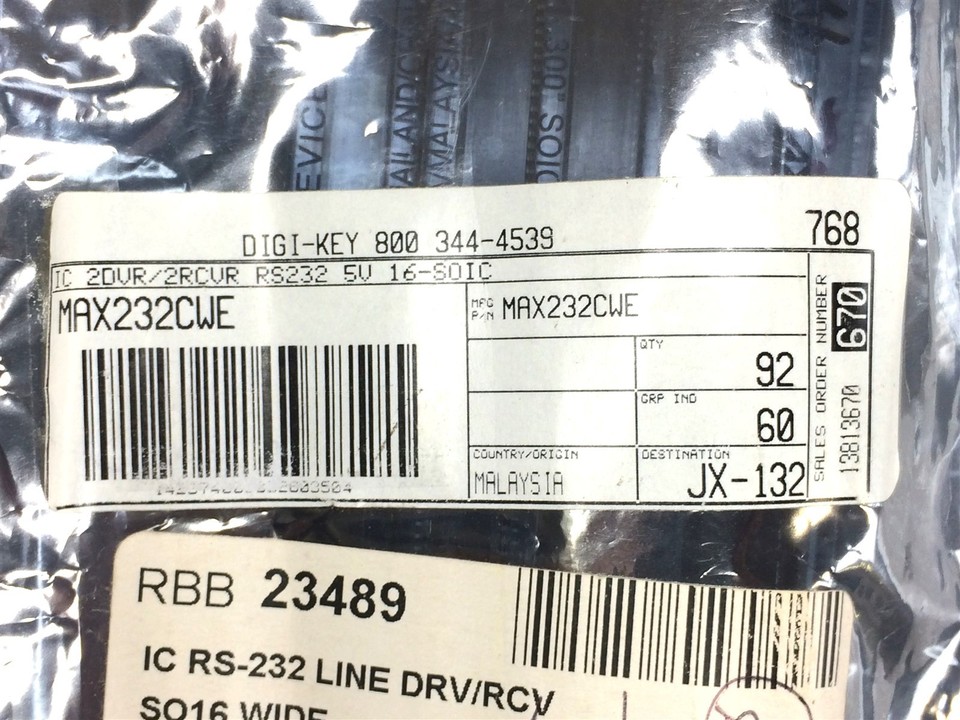 MAX232CWE MAXIM IC TXRX 2/2 FULL RS232 16SOIC 10 PIECES | eBay