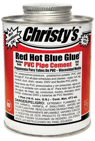 Christy's Low VOC Red Hot Blue Glue PVC Pipe Cement - 1 Each for sale ...