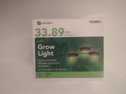 Utilitech 144-in 3-Light Black 33-Watt Full Spectrum LED String Grow ...