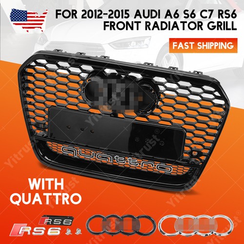 For 2012-2015 Audi A6 S6 C7 RS6 Front Radiator Grill Upper Grille With ...