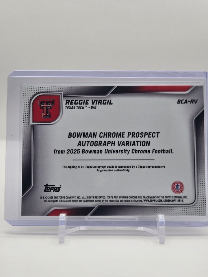 Reggie Virgil 2025 Bowman Chrome U Autograph #BCA-RV, Texas Tech | eBay
