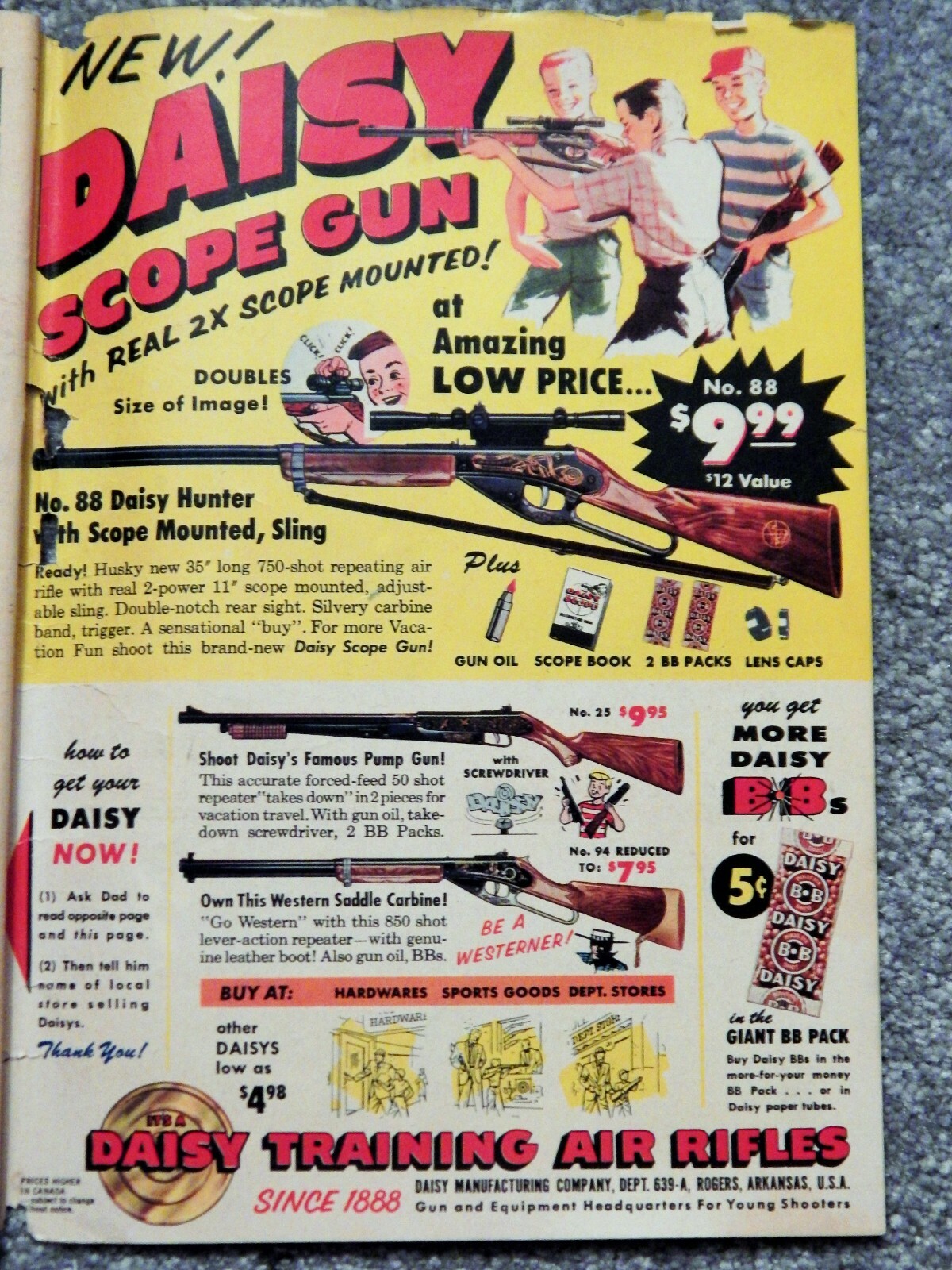 DAISY SCOPE AIR RIFLE 1959 VTG ADVERTISEMENT / KRAFT VANILLA FUDGIES ...