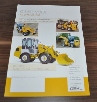 Gehl Max KL 278 398 Wheel Loader Specifications Brochure Prospekt D | eBay