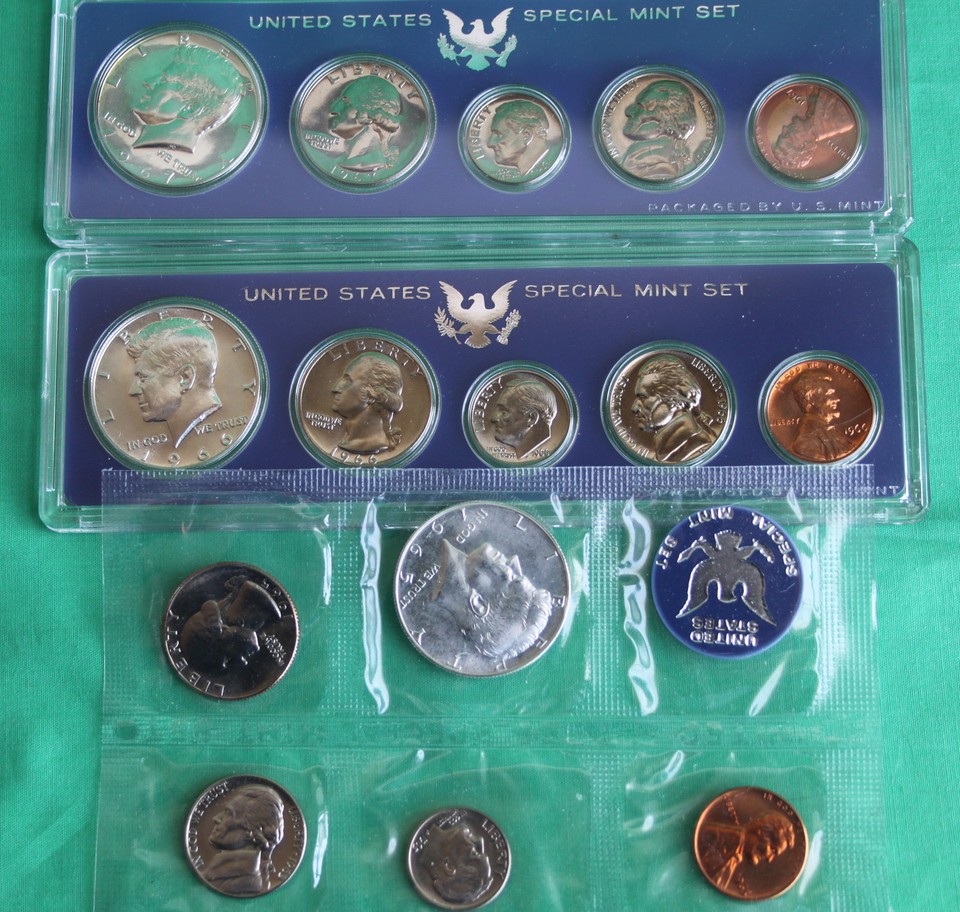 1965 1966 1967 Special Mint Set SMS 15 Coin Lot with Boxes Silver 3 US ...