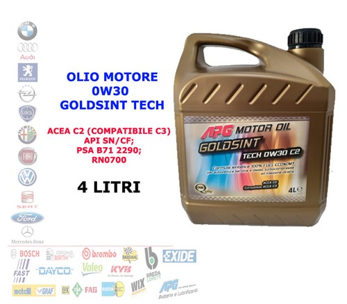 OLIO MOTORE AUTO BENZINA DIESEL APG 0W30 GOLDSINT TECH ACEA C2 C3 API ...