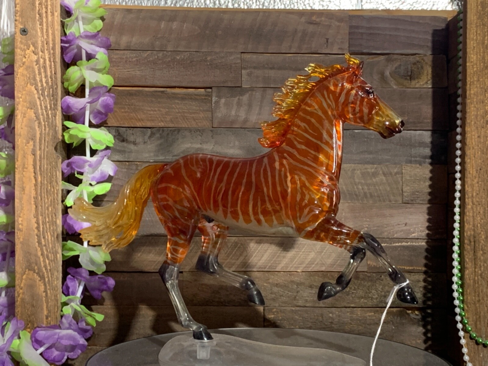 Breyer Model Horse Clear Ware Show Jumping Warmblood Zebra Orange Clear ...