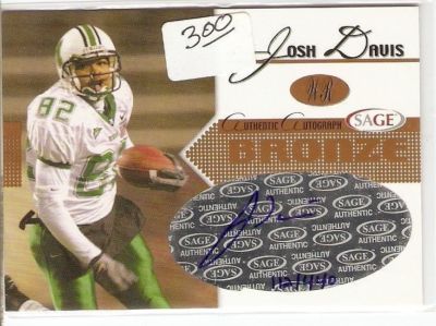 JOSH DAVIS AUTOGRAPH ROOKIE 2005 SAGE A12 SERIAL #/440 MARSHALL MIAMI ...