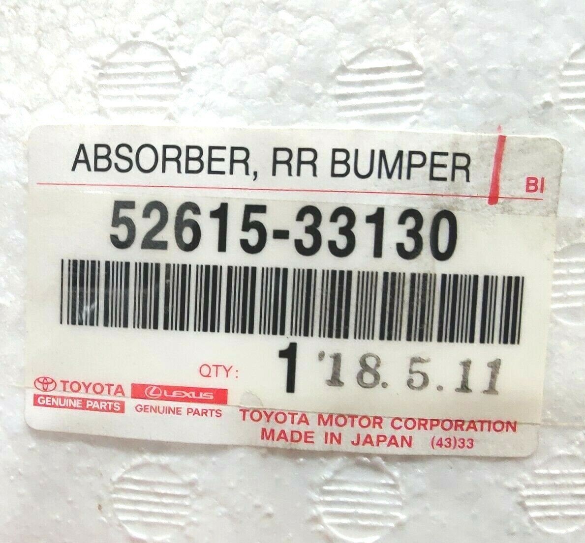 Genuine OEM Lexus 52615-33130 Rear Bumper Energy Absorber 2007-2012 ...