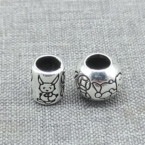 2pcs of 925 Sterling Silver Rabbit Bunny Barrel Bead w/ Coin for Easter ...