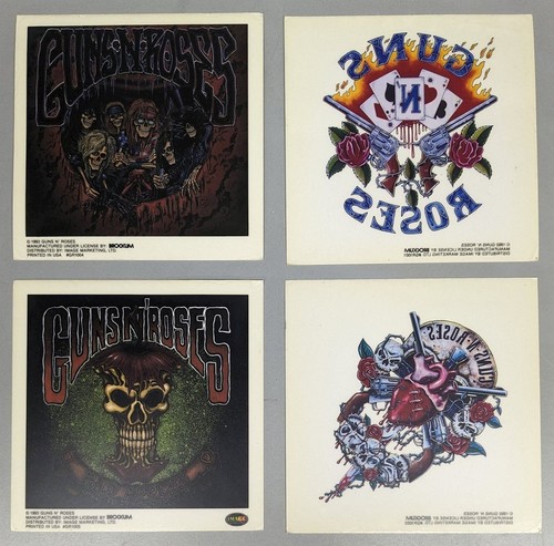 4 Lot Vintage 1993 Guns N' Roses GNR 90s Window Art Cling Sticker Image ...