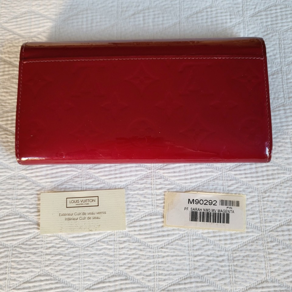 Louis Vuitton sarah wallet magenta vernis leather authentic | eBay
