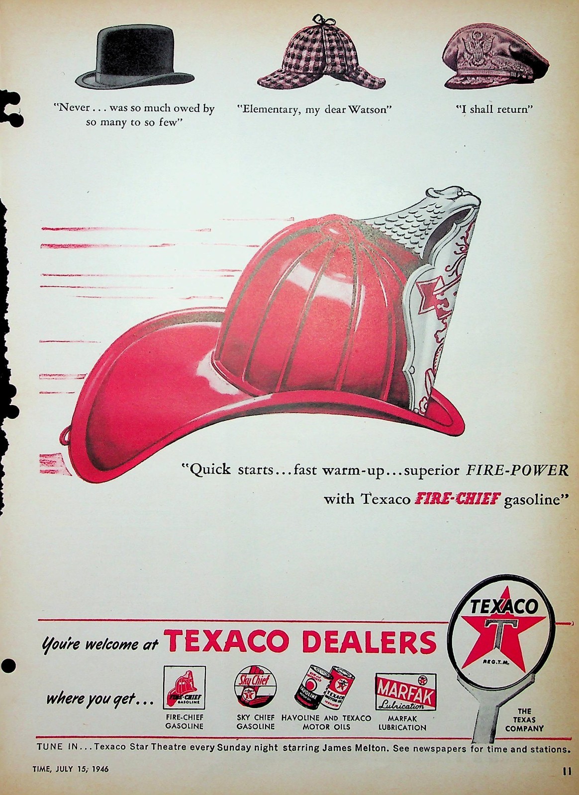 Original 1946 Print AD: Texaco Fire-Chief gasoline "Texaco Dealers # ...