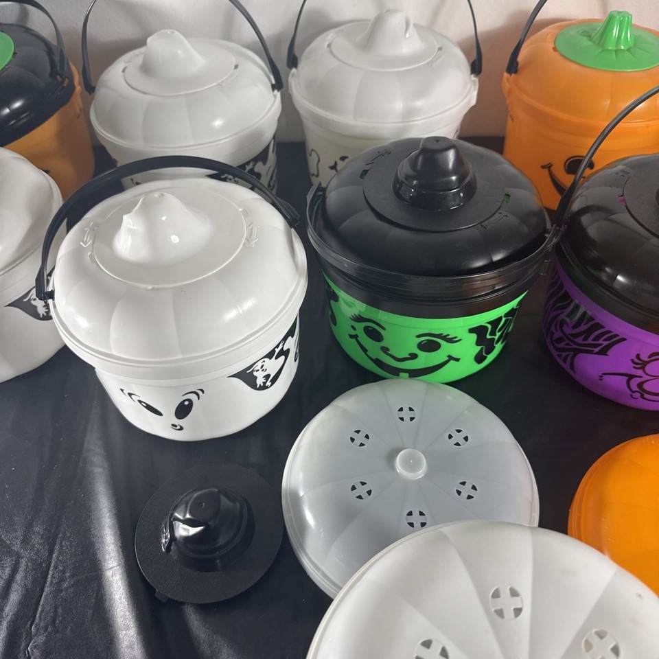 Vtg McDonalds Halloween Boo Buckets Lot of 11 Complete with Lid Handle ...