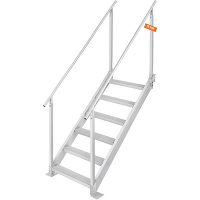 4/6 Step Dual Handrails Dock Ladder Aluminum with Rubber Mat 30"-39 ...