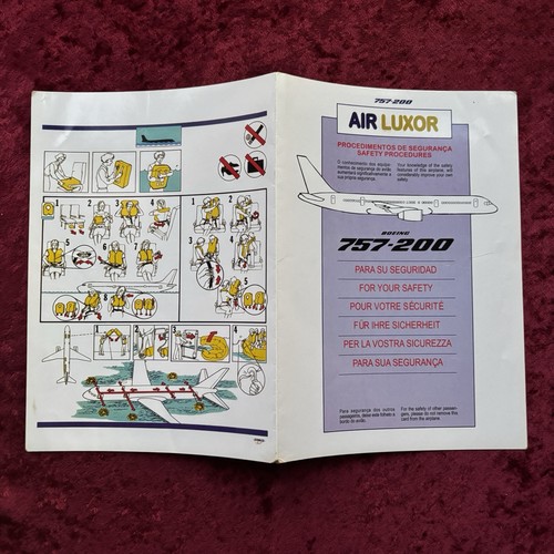 Air Luxor Boeing 757-200 Safety Card | Multilingual Defunct Airline ...