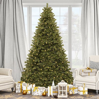 6ft Pre-Lit Spruce Artificial Christmas Tree with 1000 Thickened Branch ...