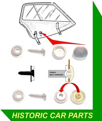 2 x BUTTONS & STUDS for Side Screens on Triumph TR3A 1956-62 from (c ...