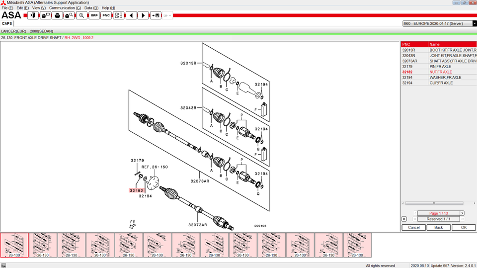 MITSUBISHI LANCER OUTLANDER LH RH FRONT AXLE NUT SET NEW GENUINE OEM ...