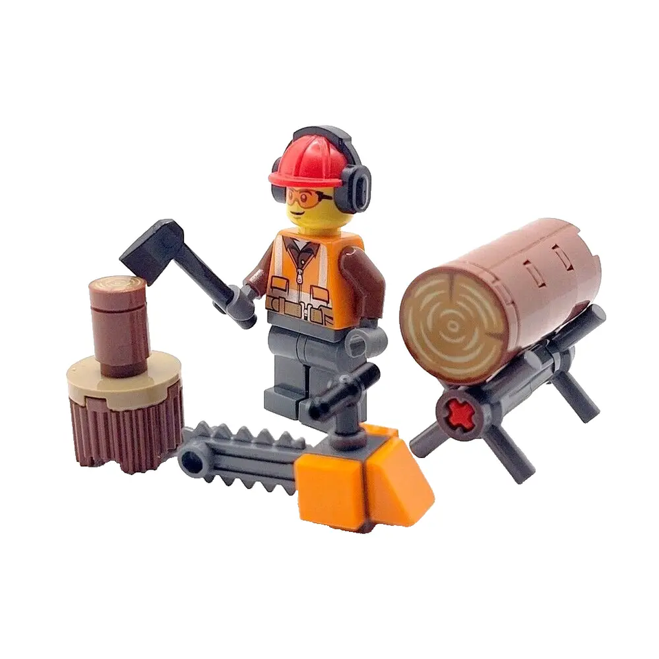 Genuine LEGO® Lumberjack Gift Logger Minifigure Tree Surgeon Fathers ...