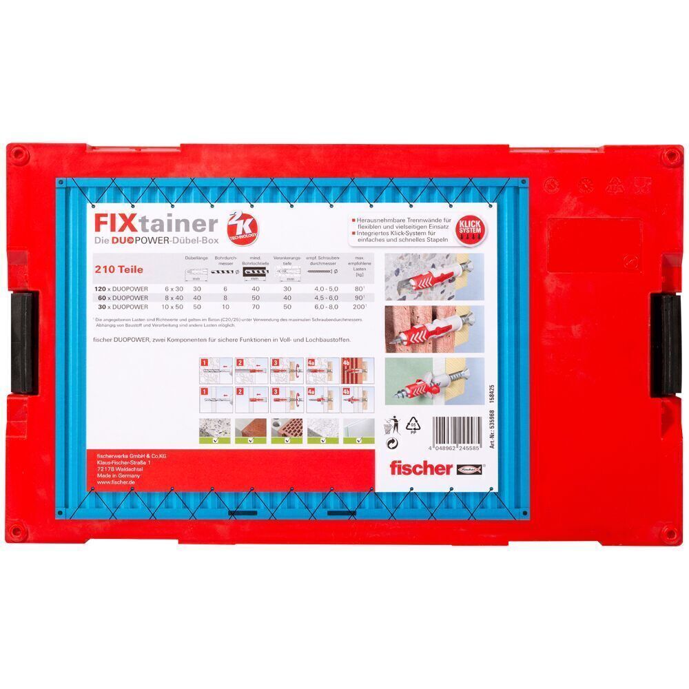 Fischer FIXtainer Sortimentsboxen Dübel & Schrauben DuoPower Sortimo L-BOXX | eBay