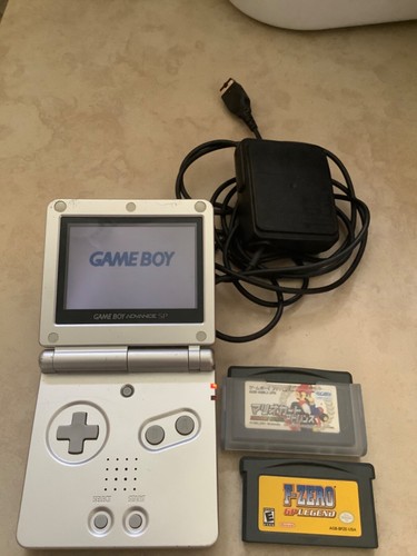 Nintendo Gameboy Advance GBA SP Platinum Silver Bundle Set AGS-001 Pack ...