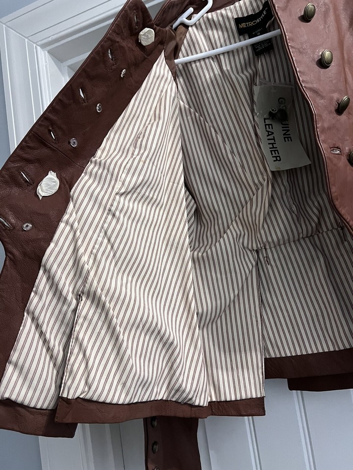 NWT Women's Vintage MetroStyle Leather Jacket Double Button Front SZ 10 ...