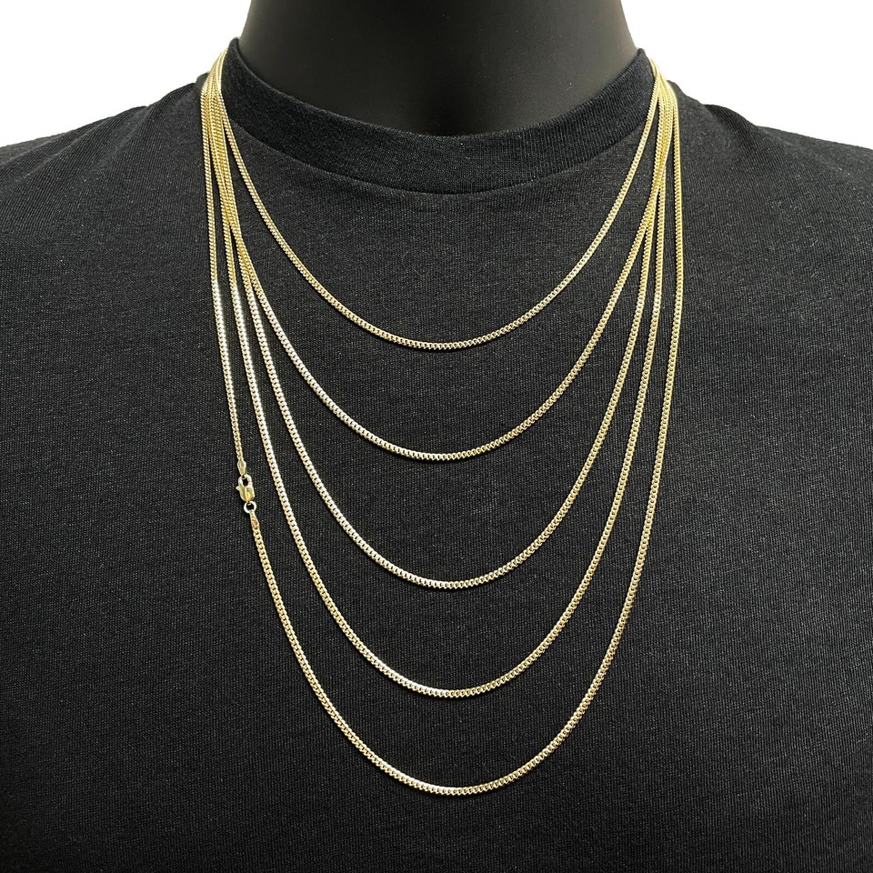 Italian 14k Yellow Gold Solid Miami Cuban Chain Necklace 2mm 22" 7.3 ...