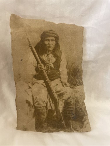 Vintage Al Peyron Native American Sandstone Art Dutches Apache Scout ...