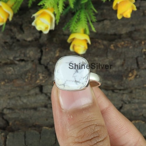 Natural Howlite 925 Sterling Silver Boho Statement Designer Gift Ring ...