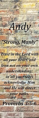 Andy "Strong, Manly" Keepsake Name Meaning Bookmark with Bible Verse ...