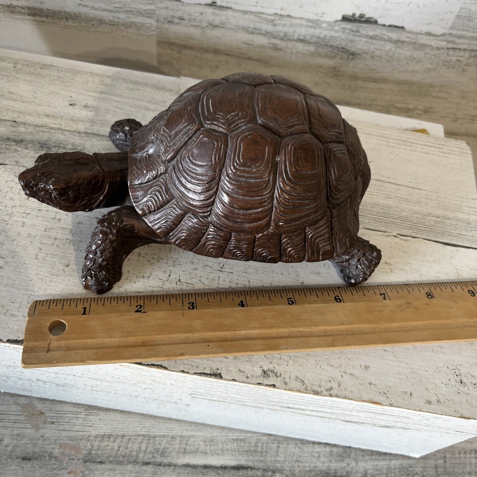 Vintage Red Mill Turtle Figurine Made in USA 7 Long Carved Signed ...