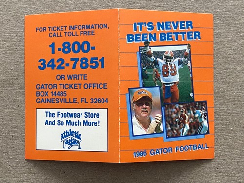CFB 1986 FLORIDA GATORS Football Schedule QB KERWIN BELL + Coach GALEN ...