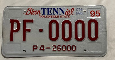 LICENSE PLATES TENNESSEE SAMPLE PF 0000 | eBay