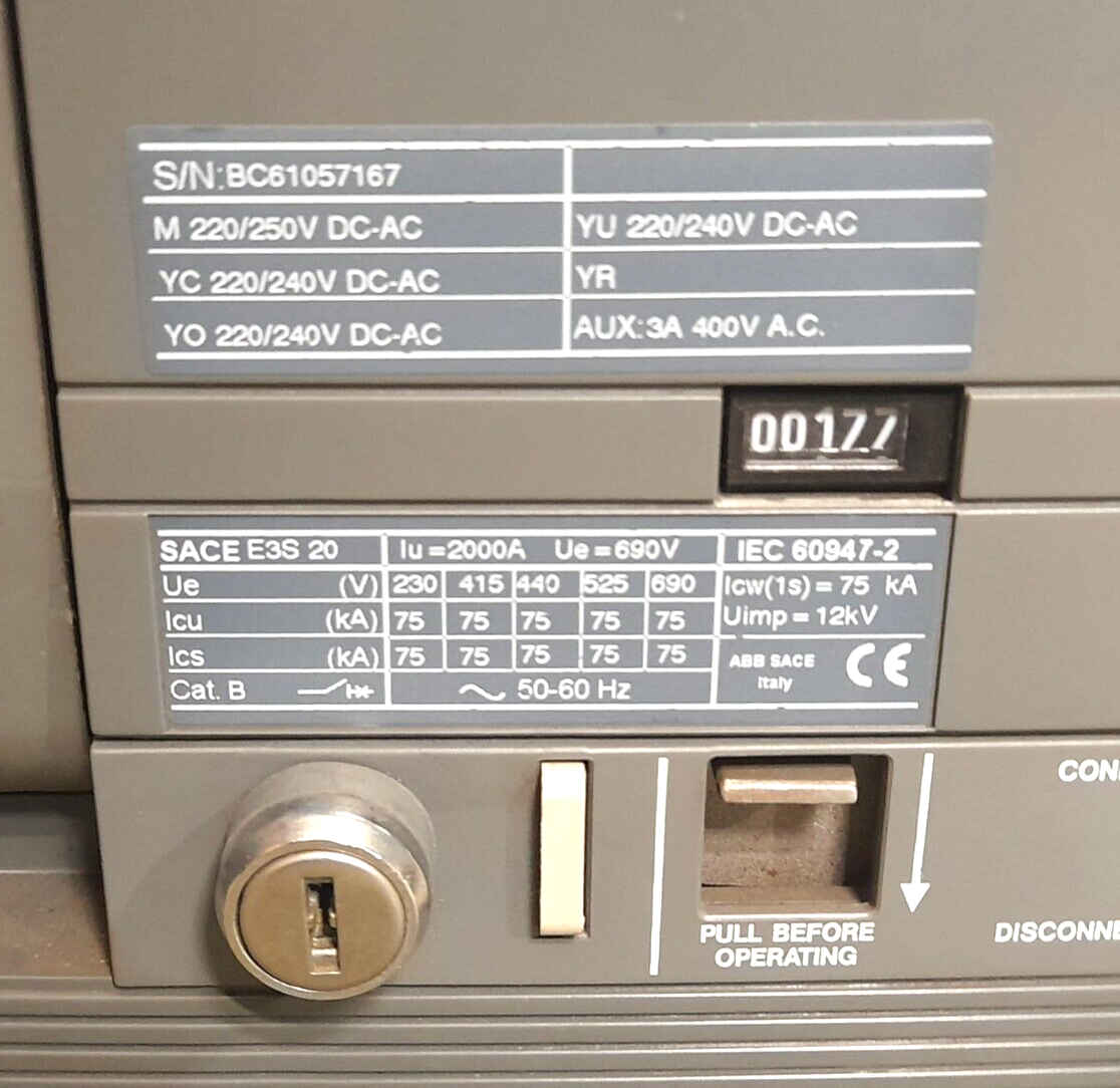 ABB SACE E3S 20 Circuit Breaker SACE PR121/P In 2000A SACE Emax E3 Iu ...