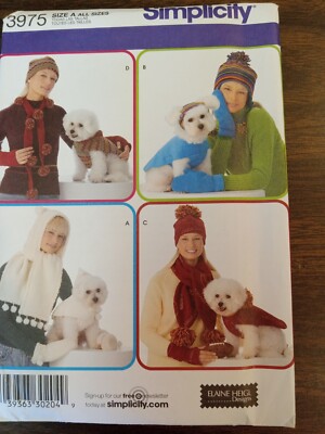 Simplicity pattern 3975 Winter hats for women and coats for dogs Uncut ...