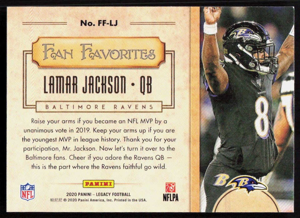 2020 Panini Legacy #FF-LJ Fan Favorites Lamar Jackson | eBay