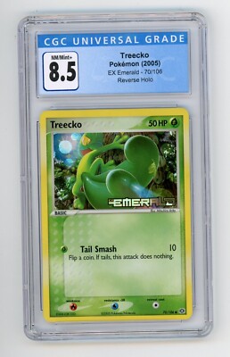 Treecko HOLO RARE 70/106 stamped EX Emerald Pokemon Card NM 2005 CGC 8. ...