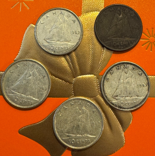 5 Canada Dimes -all 1963s / Ten Cent/ Dimes / .800 Silver | eBay