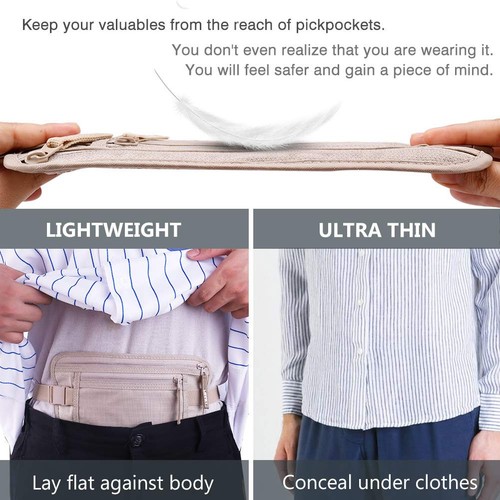 Money Belt for Travel, Slim RFID Blocking Women and Men Hidden Travel ...