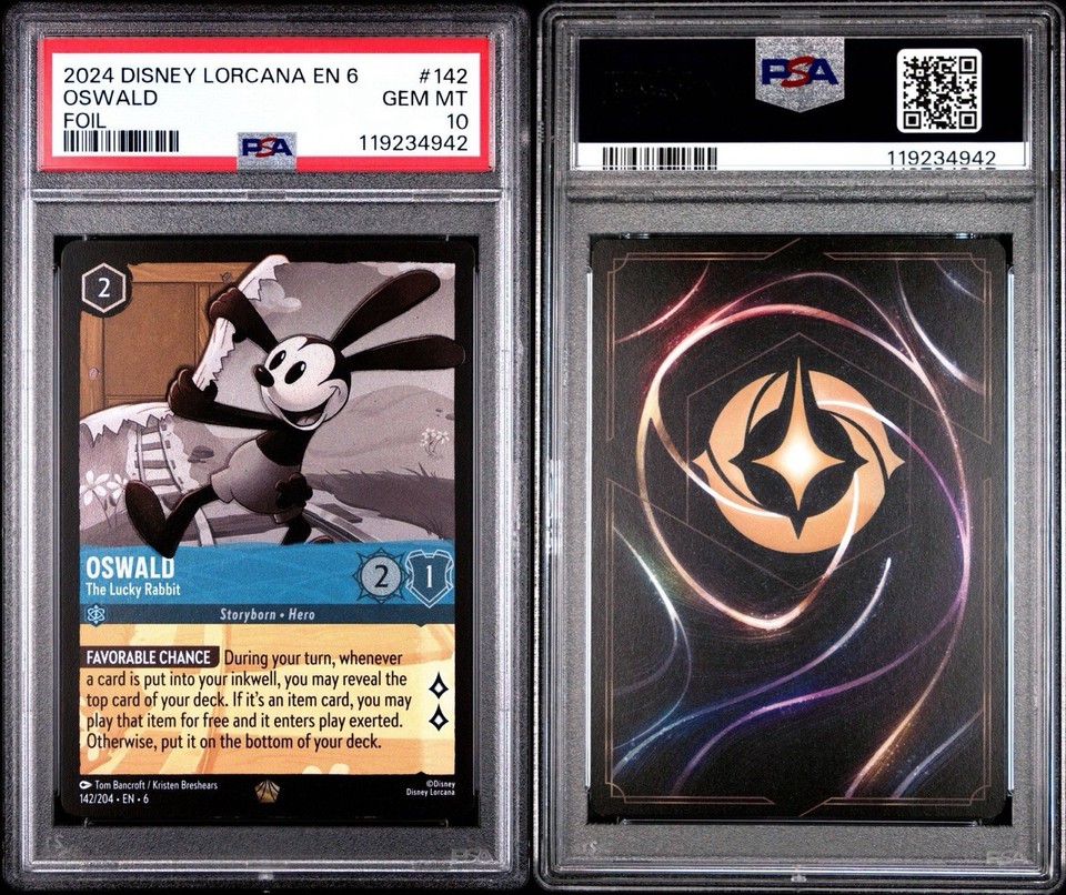 2024 Disney Lorcana EN 6 Oswald "The Lucky Rabbit" #142 Foil PSA 10 ...