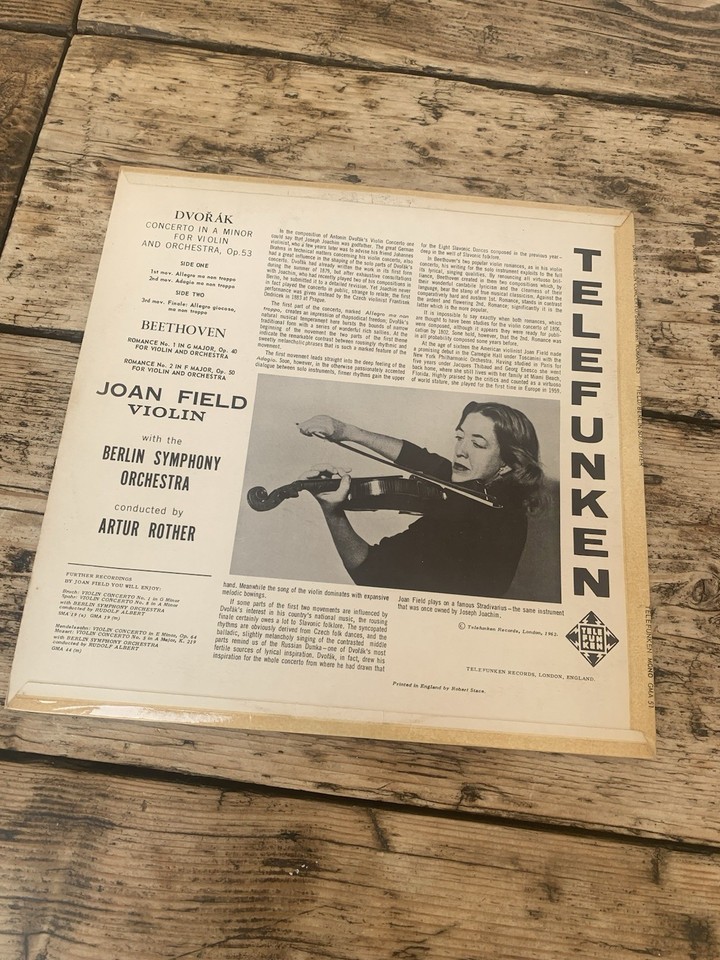 Joan Field/Rother Dvorak Concerto In A Minor Beethoven Romance EXVinyl ...