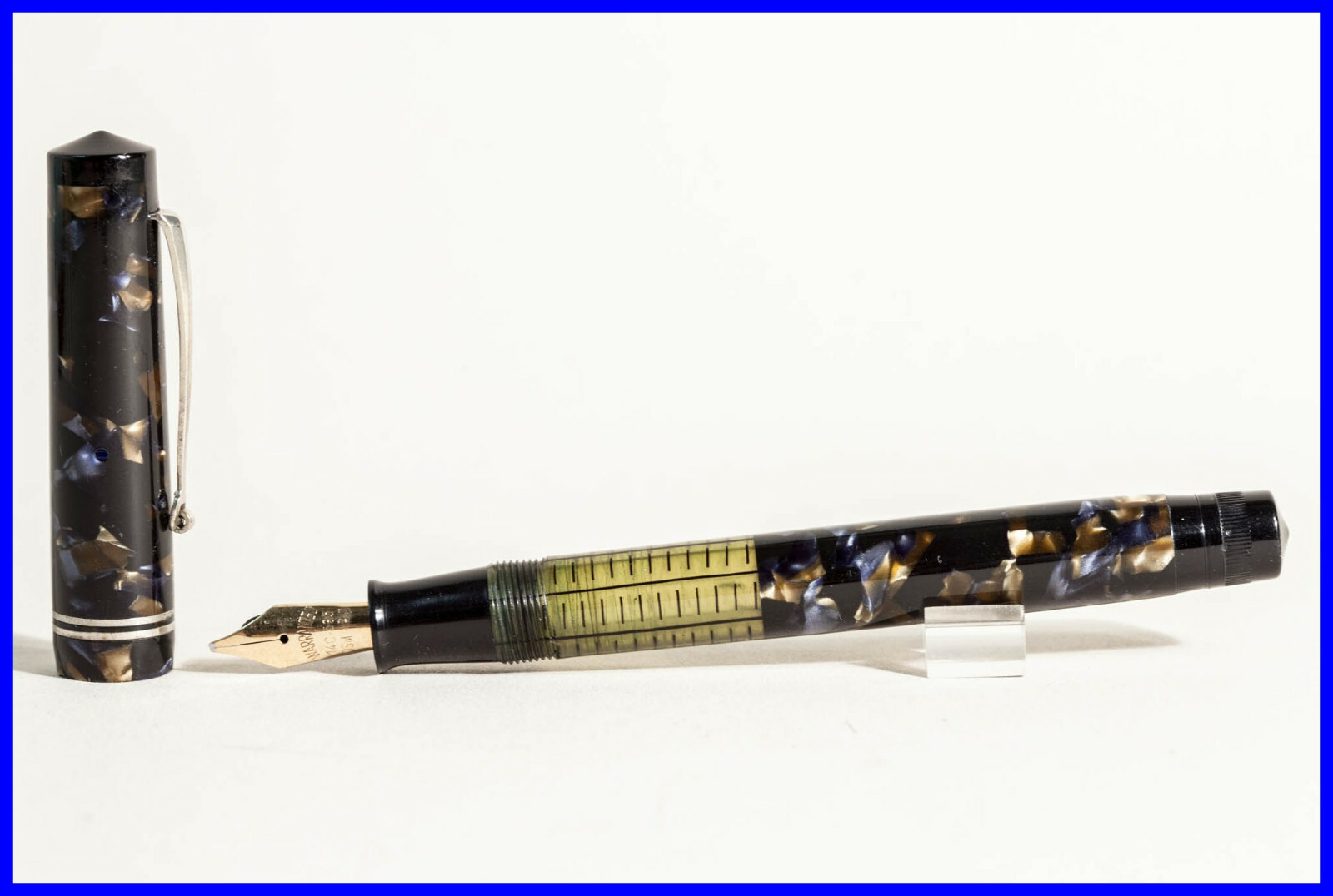 GOLDEN BLUE marbled OMEGA SUPERNOVA 1930's Italian Made Piston Filler ...